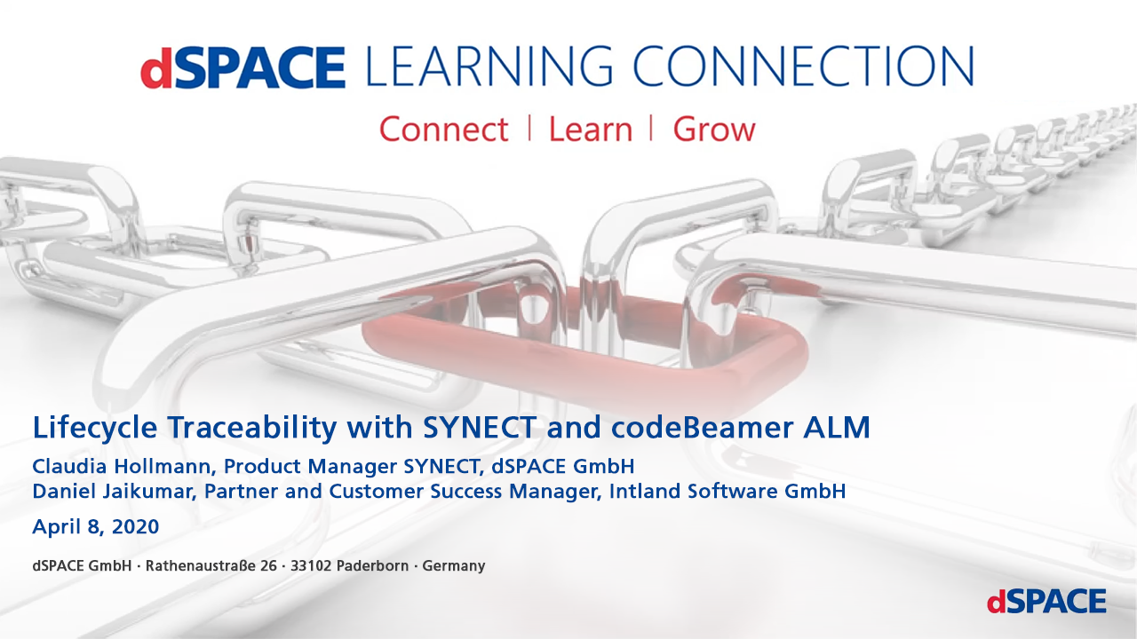 Video: Lifecycle Traceability with SYNECT and codebeamer - dSPACE